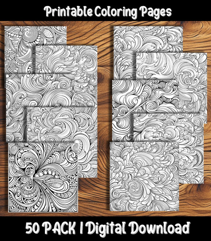 Abstract Patterns Coloring Pages Digital 50 Pack | Happy Colorist