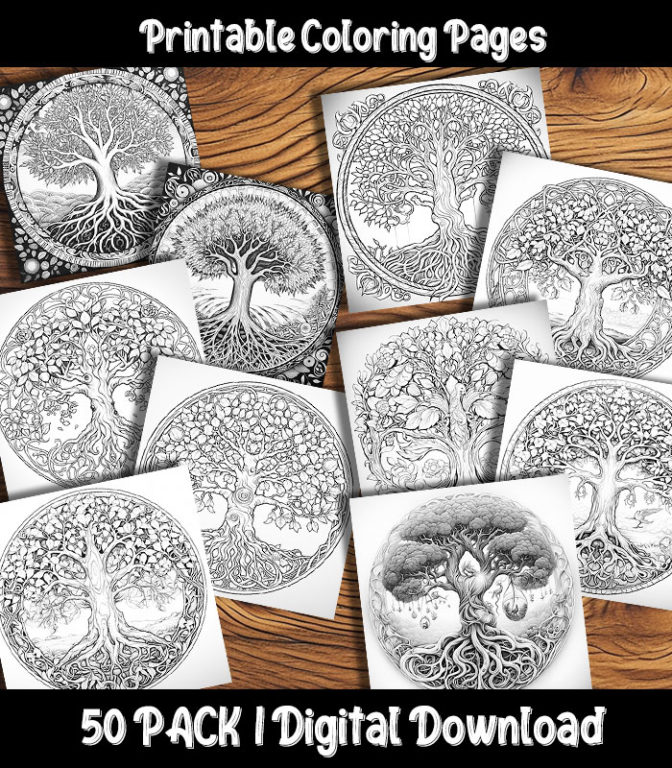 Tree of Life Coloring Pages 50 Pack | Happy Colorist