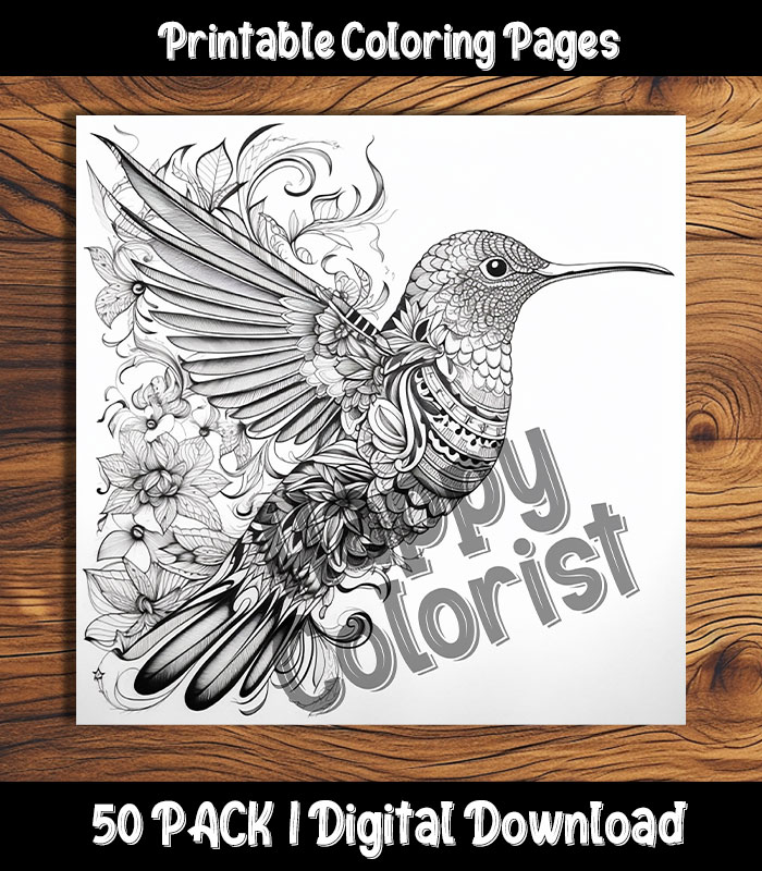 Hummingbird Coloring Pages 50 Pack | Happy Colorist