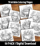 Cauldron Coloring Pages Digital 50 Pack | Happy Colorist
