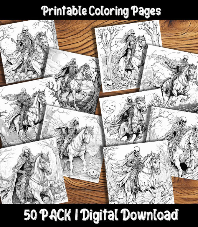 Dead Riders Coloring Pages Digital 50 Pack | Happy Colorist
