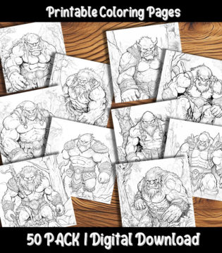 Ogre Coloring Pages Digital 50 Pack | Happy Colorist