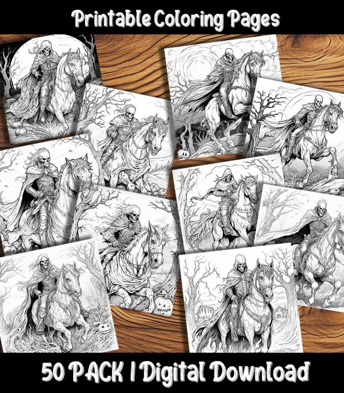 Dead Riders Coloring Pages Digital 50 Pack | Happy Colorist