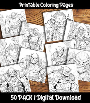 Ogre Coloring Pages Digital 50 Pack | Happy Colorist