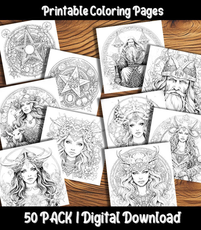 Pagan Coloring Pages Digital 50 Pack | Happy Colorist