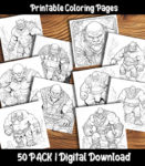 Ogre Coloring Pages Digital 50 Pack | Happy Colorist