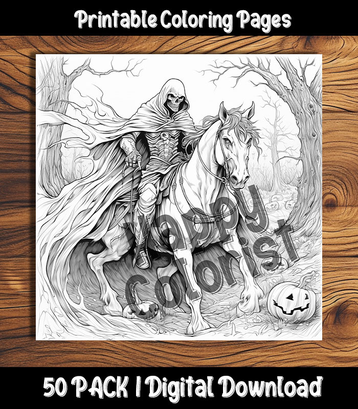 Dead Riders Coloring Pages Digital 50 Pack | Happy Colorist
