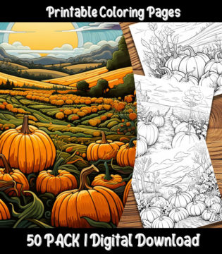 Pumpkin Patch Coloring Pages Digital 50 Pack | Happy Colorist