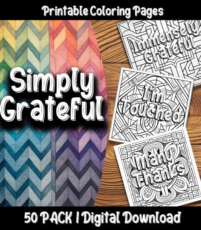 Gratitude Coloring Pages Digital 50 Pack | Happy Colorist