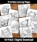 Thanksgiving Coloring Pages Digital 50 Pack | Happy Colorist