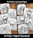 Halloween Coloring Pages Digital 50 Pack | Happy Colorist