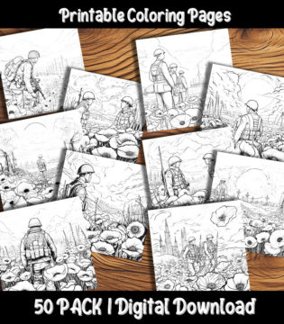 Remembrance Day Coloring Pages Digital 50 Pack