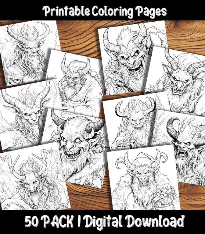 Krampus Coloring Pages | The Happy Colorist