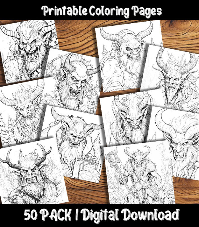 Krampus Coloring Pages | The Happy Colorist
