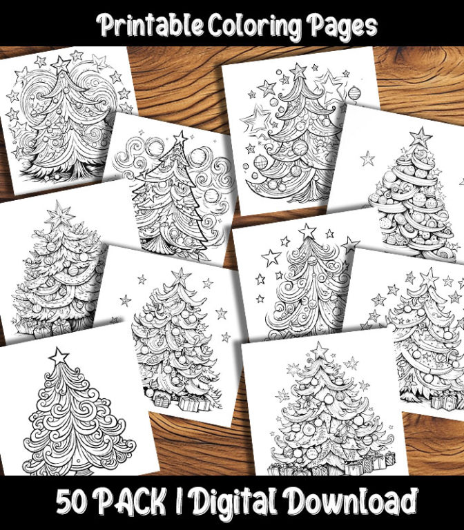 Christmas Tree Coloring Pages | The Happy Colorist
