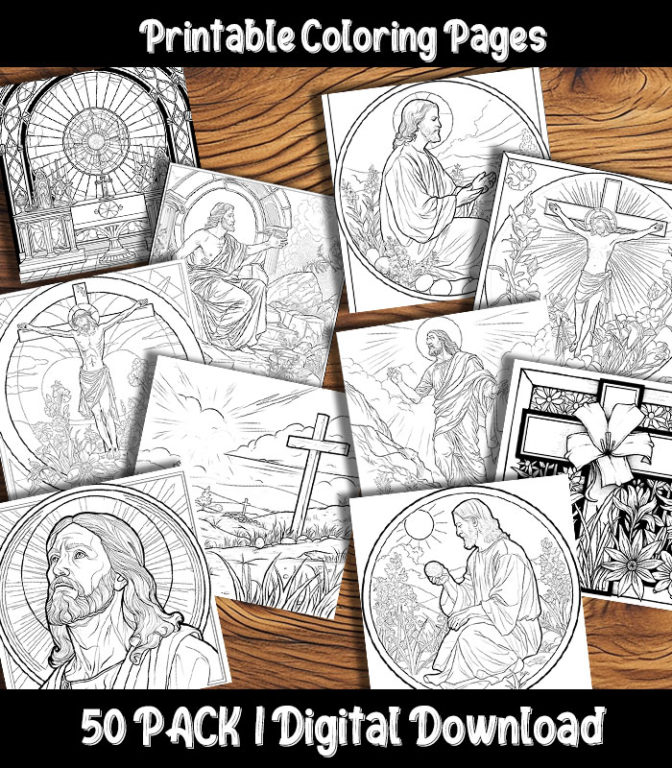 Christian Easter Coloring Pages - 50 Pack - The Happy Colorist