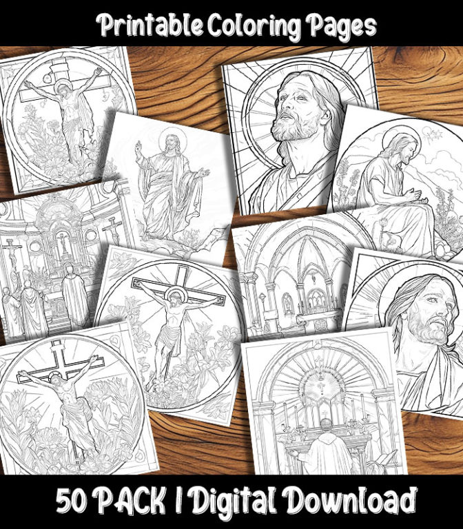 Christian Easter Coloring Pages - 50 Pack - The Happy Colorist