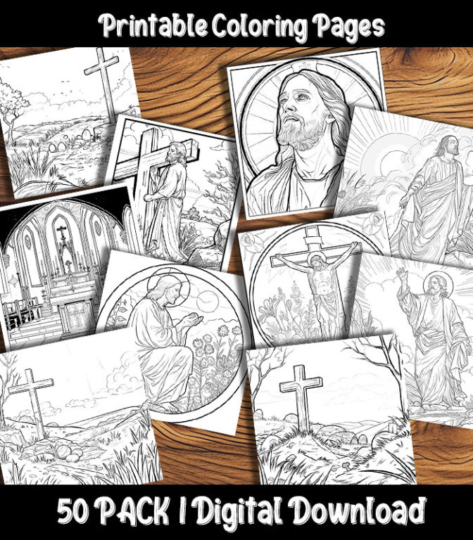 Christian Easter Coloring Pages - 50 Pack - The Happy Colorist