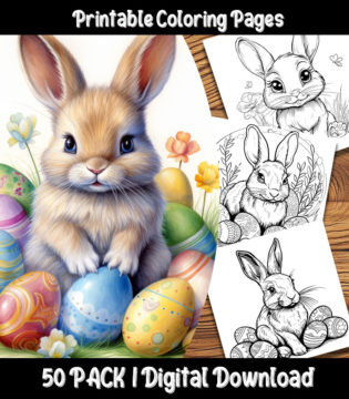 Easter Bunny Coloring Pages | The Happy Colorist