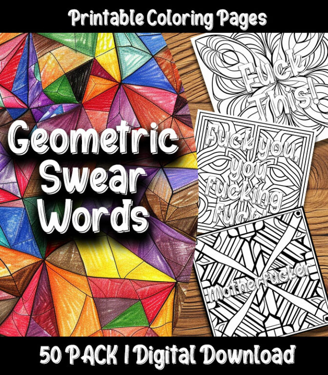 Geometric Swear Words Coloring Pages | Happy Colorist