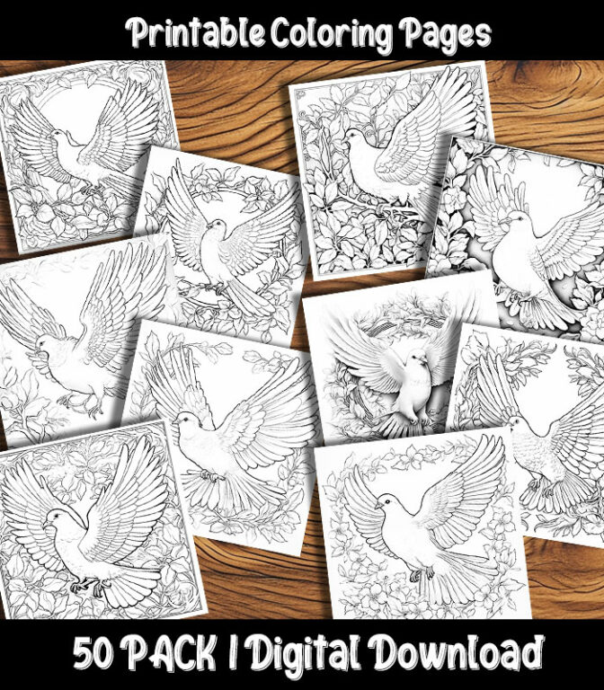 50 Peaceful Dove Coloring Sheets - Birds with Olive Branches - The ...