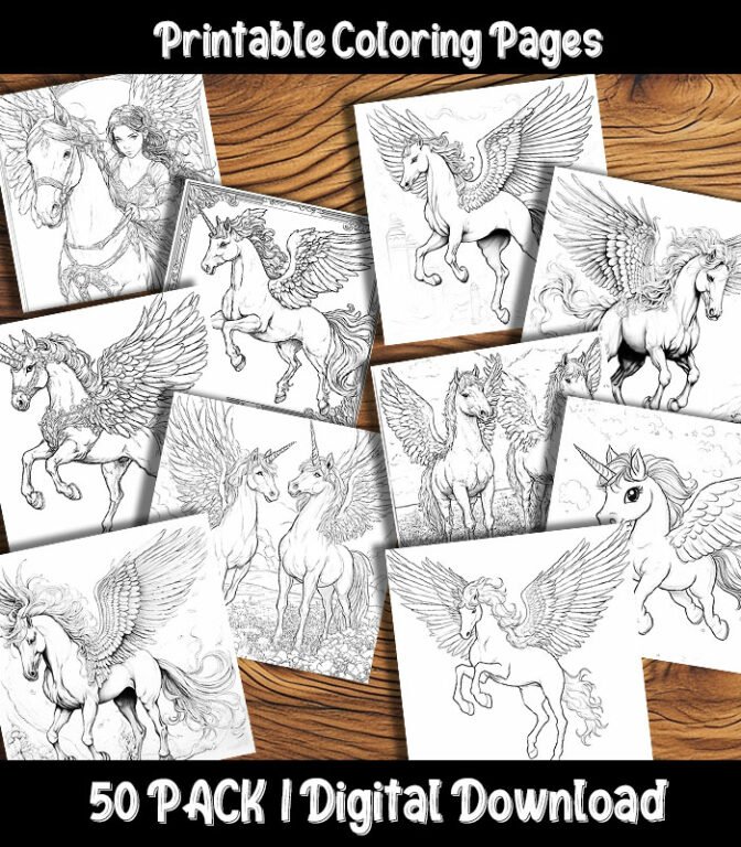 Pegasus Coloring Pages | The Happy Colorist