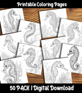 Printable Seahorse Coloring Sheets | The Happy Colorist