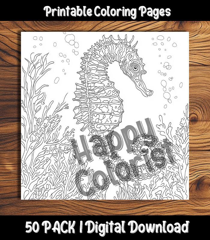Printable Seahorse Coloring Sheets | The Happy Colorist
